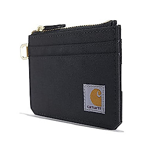 Carhartt womens Wallet, Rugged Leather and Canvas for Women, Available in Multiple Styles & Colors Wallet, Nylon Duck Zippered (Black), One Size US
