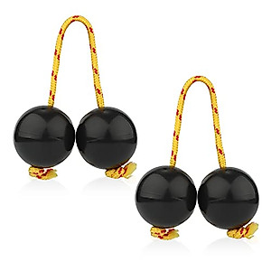 2 Pairs of Aslatuas Rhythmic Ball, Kashaka Shaker Instrument Classical African Shaker Rattle Hand Percussion for Kids Adults Weddings Parties Musical Class (Black)