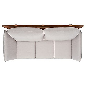 Safavieh PAT7300E Collection Emely Acacia Wood Expandable Loveseat Outdoor Daybed, Natural/Light Grey