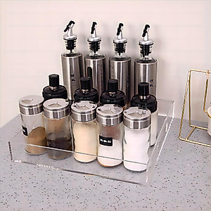 YFYCUSA Clear Acrylic Tray 10"x10" in, Serving Tray with Handles, Acrylic Trays for Serving, Spill Proof, Coffee Trays, Serving Trays, Food Trays, Ottoman Dressing Tables, Square Tray