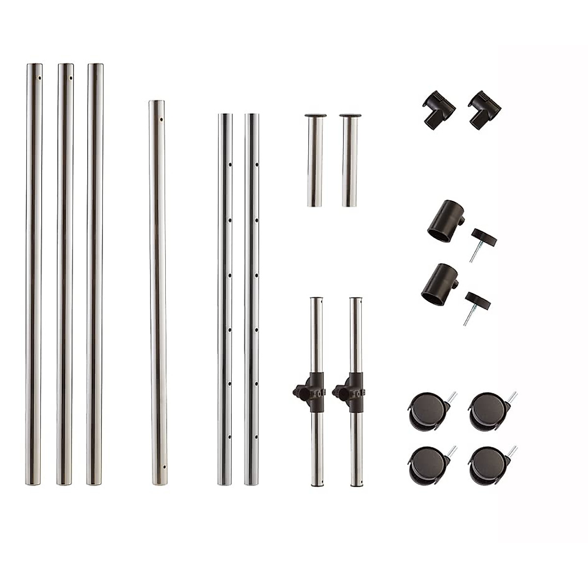 LiaMeE Freestanding Rolling Adjustable Clothes Rack for Wardrobe with Single Bar, Laundry Room Organization Shelves, Vertical Hanging Rack for Commercial Displaying, L44.9 x W20.1 x H63 in