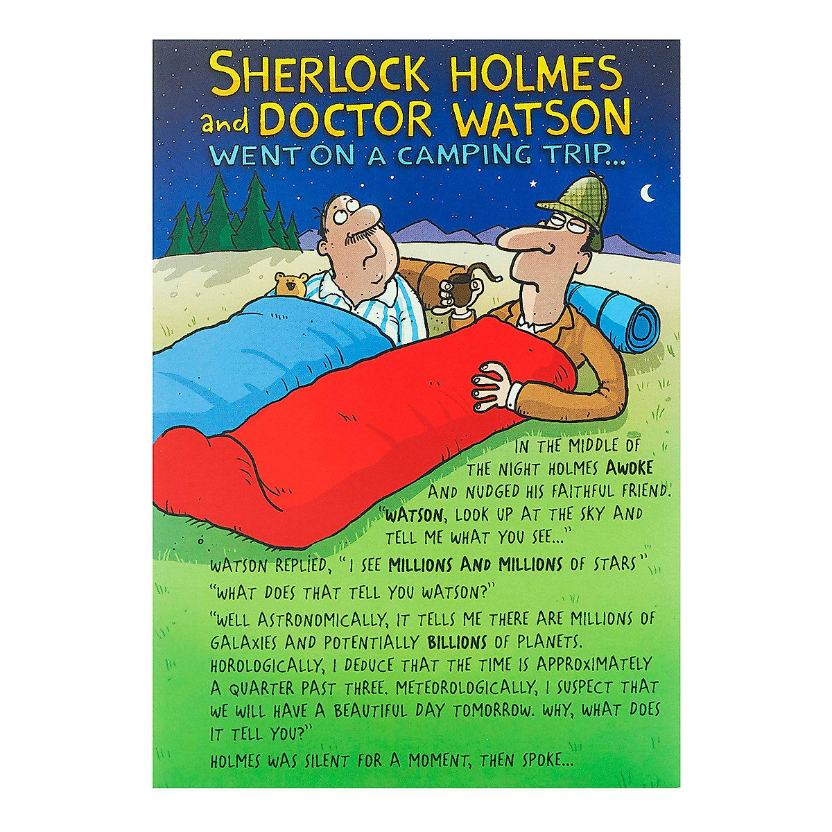 UK Greetings Funny Birthday Card - Birthday Card for Him - Featuring Sherlock Holmes and Dr Watson,green|red|blue