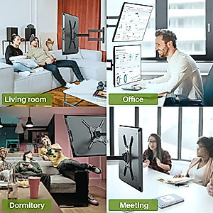 USX MOUNT Full Motion TV Mount, Swivel Articulating Tilt TV Wall Mount for 26-55" LED, OLED, 4K TVs, TV Bracket Wall Mount with VESA 400x400mm Up to 60lbs, Perfect Center Design -XMM006-1