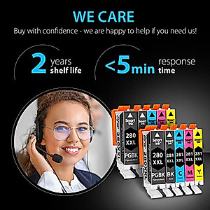Smart Ink Compatible Ink Cartridge Replacement for Canon 280 281 PGI-280XXL CLI-281XXL (10 Combo Pack) to use with Pixma TR8520 TS9120 TS6120 TR8620 TR8620a TS6320 TR7520 TS6220 (PGBK & BK/C/M/Y)