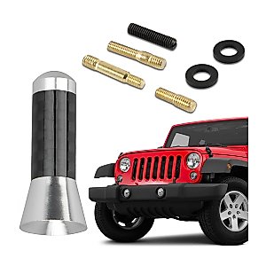 zipelo Car Short Antenna, 1.37" Carbon Fiber Short Antenna, Aluminum AM/FM Radio Signal Roof, Compatible for Most Vehicle Models, Universal Replacement Exterior Auto Accessories (Silver)