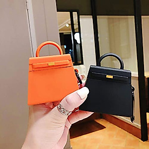 BONTOUJOUR Case Compatible with AirPods Pro, Girls Creative Fashion Mini Handbag Earbud Case, Stylish Soft Silicone Wireless Earphone Protection Charging Cover for AirPods Pro +Hook -Black