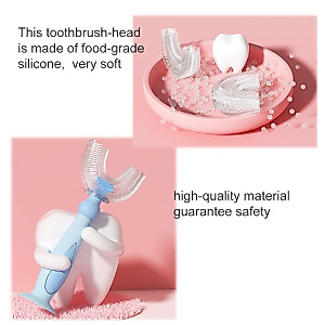 claiol Manual U-Shaped Toothbrushes for Kids 2-12 Years, Upgraded Silicone Toothbrush-Head More Comfortable Toothbrush for Children. (6-12 Years, Blue)