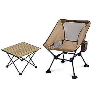 iClimb 1 Anti-Sinking Large Feet Chair and 1 Folding Table Bundle, Ultralight Compact for Solo Adult Outdoor Backpacking Camping Hiking Beach Concert Motorcycling