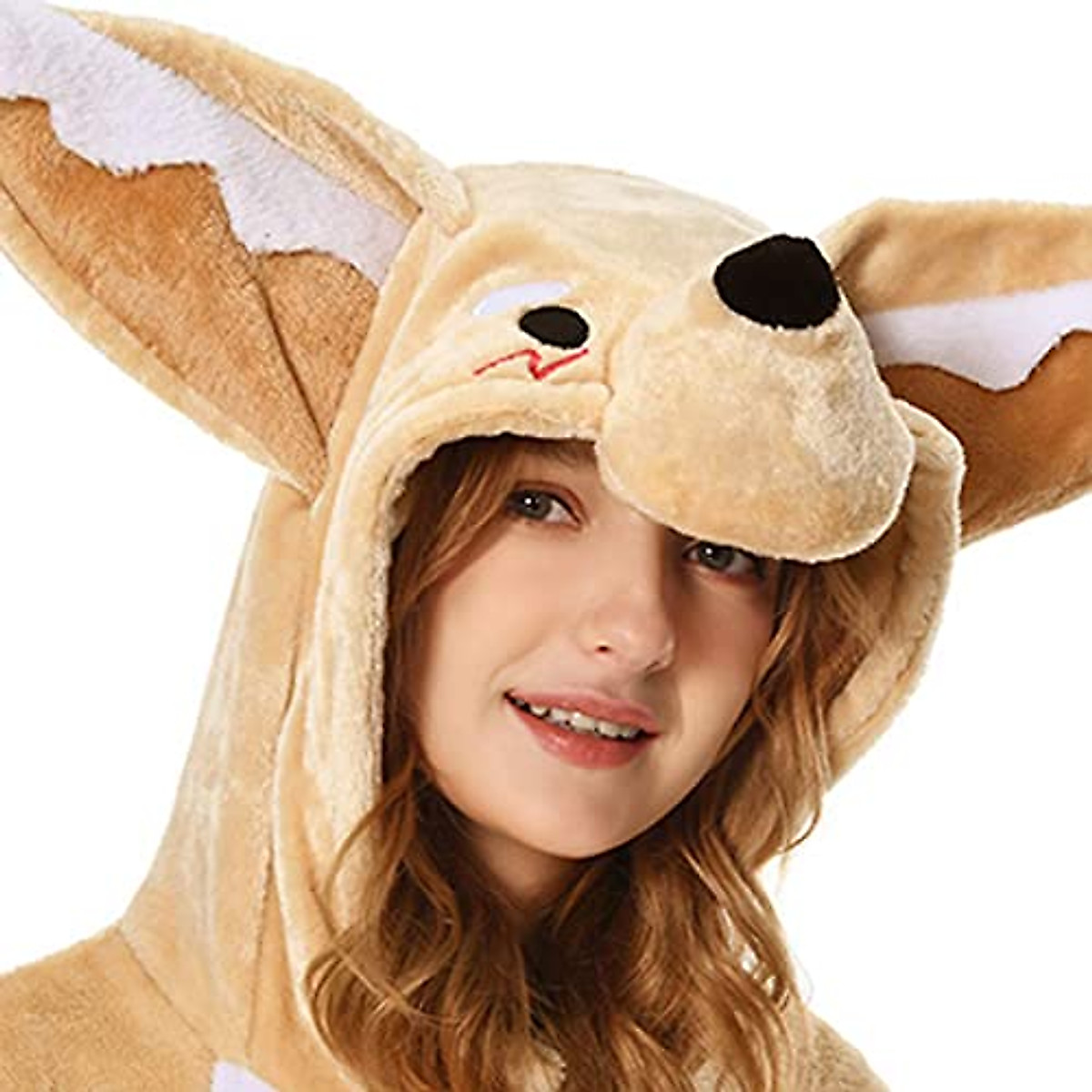 OLAOLA Adult Animal Onesie, Adult Unisex Fox Onesies, Plush Cosplay Pajamas, One Piece Sleepwear Halloween Costume