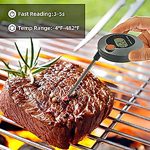 Smart Guesser Digital Meat Thermometer Kitchen Cooking-Instant Read Food Thermometer for Meat, Deep Frying, Baking,Grilling BBQ Round Shape -Gray