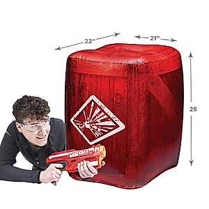 BUNKR BattleZones Battle Royale Inflatable Bunker Fort - 4 Piece Barricade Shield Set Crates and Barrels - Perfect for NERF Party
