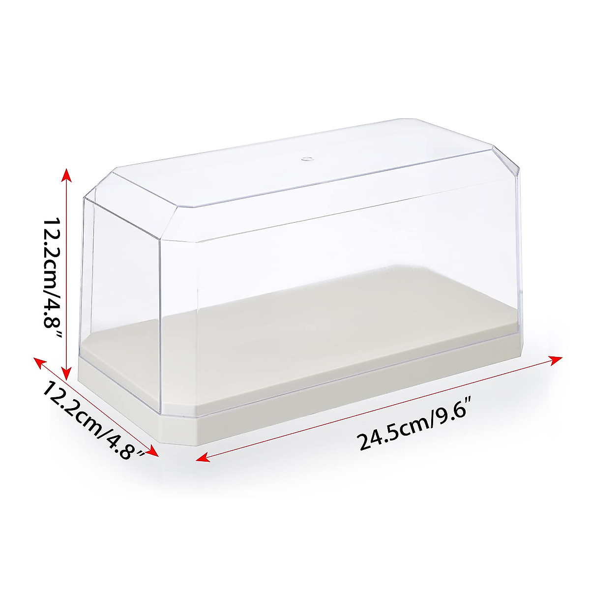 JUXYES Clear Display Box for Collectibles, Rectangular Display Box Stand Countertop Stackable Display Case With Base, Transparent Storage Containers Mini Display Box for Action Figures Toys