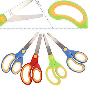 LOVESTOWN 4 PCS Kids Scissors for School, 5.7inches Student Scissors Children's steel blades scissors school safety scissors for Children Cutting Paper