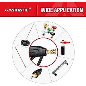 YAMATIC Pressure Washer Gun with 3/8" Swivel Quick Connector & M22-14mm Fitting, Flexible Extension Wand Replacement for Most Power Washer, 40 Inch, 4000 PSI
