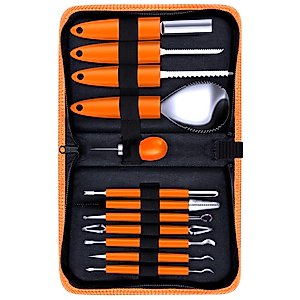 Halloween Pumpkin Carving Kit,12 Piece Professional Pumpkin Cutting Carving Supplies Tools for Adults Stainless Steel Lengthening And Thickening With Handbag,Pumpkin Sculpting Set