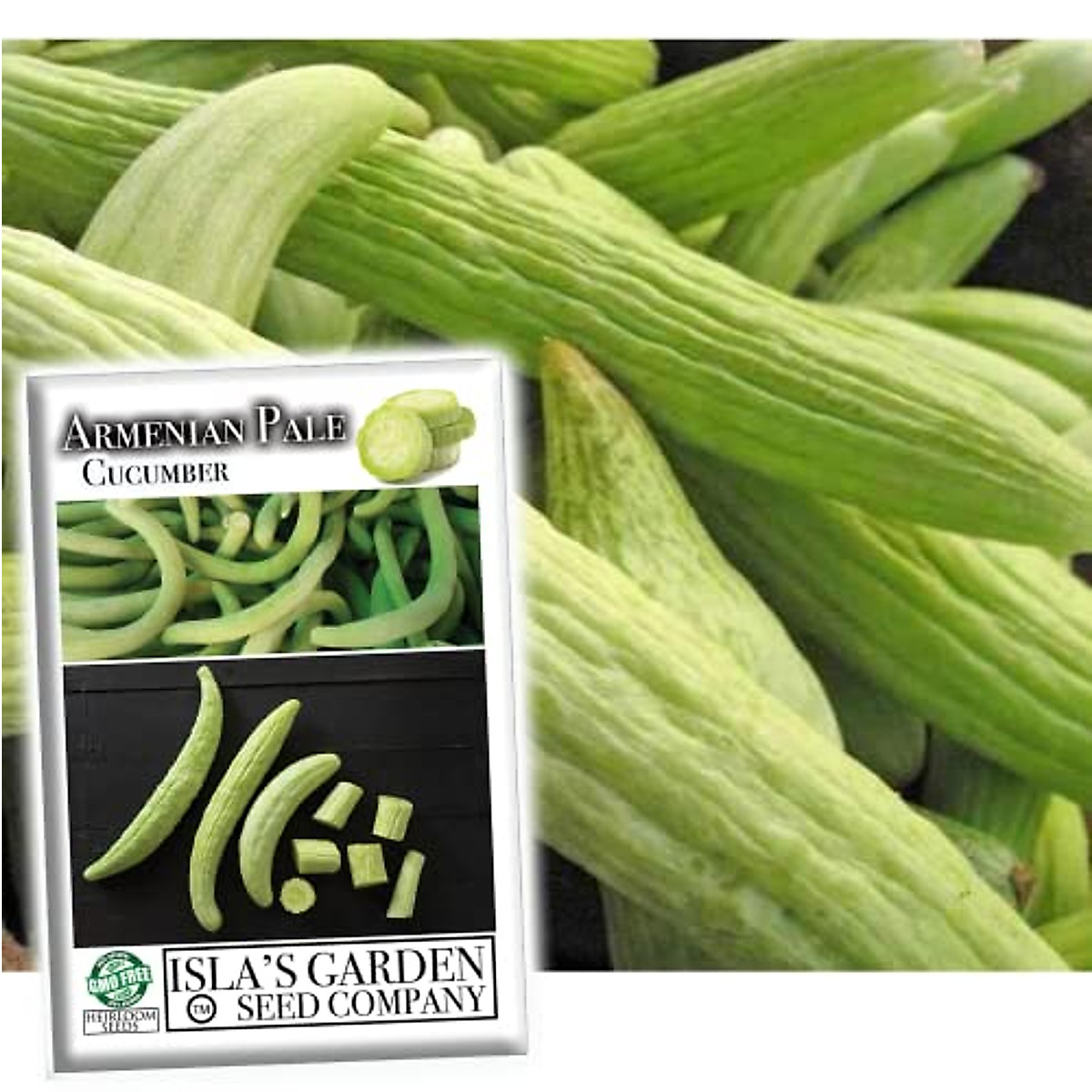 Armenian Pale Green Cucumber Seeds for Planting, 100+ Heirloom Seeds Per Packet, (Isla's Garden Seeds), Non GMO Seeds, Botanical Name: Cucumis sativus, Great Home Garden Gift
