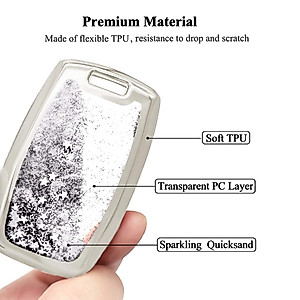 Senauto Quicksand Key Fob Cover Case Keychain for Kia Smart Keyless Entry Remote Key (Silver)