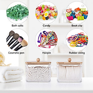 WACAR 2Pack Qtip Holder, Apothecary Jars with Lids, Acrylic Cotton Swab Holder Cotton Pad Holder Dispenser Apothecary Jars for Cotton Ball, Cotton Pads, Floss for Bathroom Salle de Bain