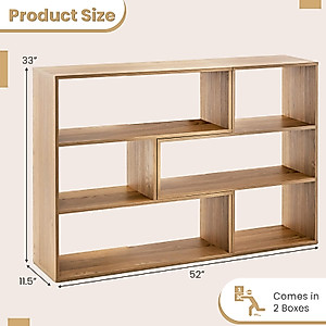 Giantex 6-Cube Bookcase, 3-Tier Wooden Bookshelf with Anti-Tipping Kits, Modern Freestanding Wood Book Shelf, Open Cube Storage Organizer for Kids Room