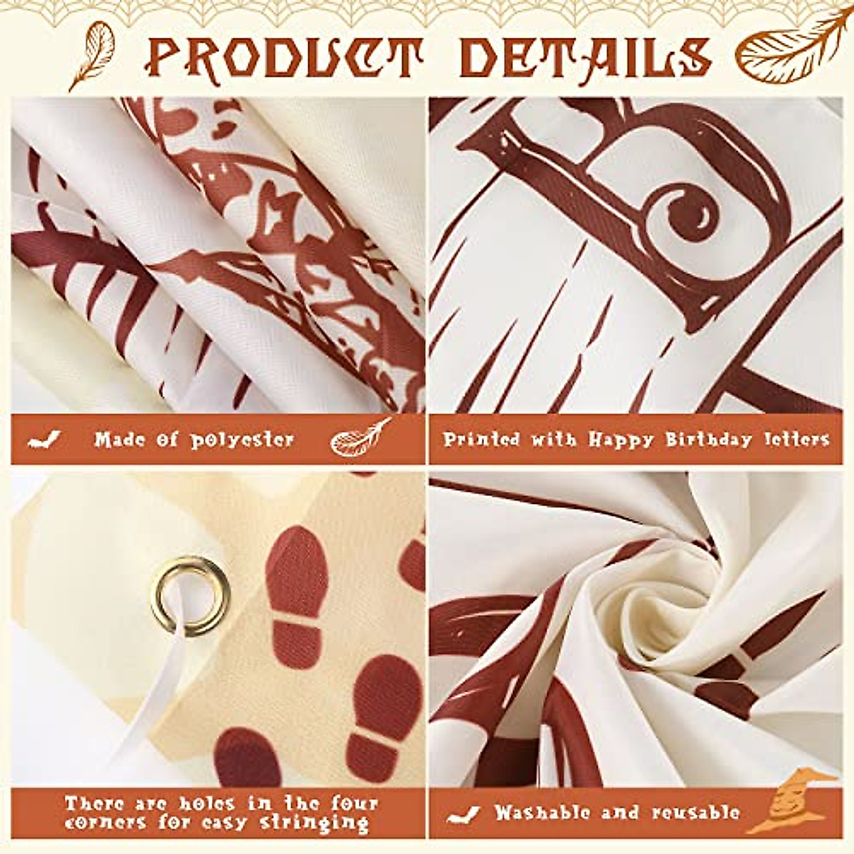 Wizard Birthday Party Supplies Wizard Backdrop Banners, 6 x 3.6 ft Happy Birthday Party Supplies Wizard Birthday Party Backdrop for Boys Girls Birthday Decoration, Indoors and Outdoors