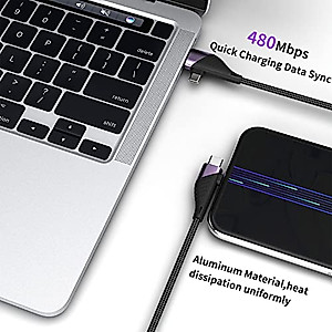 USB C Multi Fast Charging Cable, PD 65W Nylon Braided Cord 4 in 1 5A USB A/C to C/L Fast Sync Charger Adapter Compatible with Laptop/Tablet/Phone (4FT)