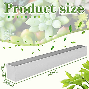Yaomiao Rectangle Planter Box 32 Inch Window Planter Succulent Trough Rectangular Planter for Indoor Plants Succulent Box Stainless Steel Window Sill Planters Indoor Planters for Table Sill Indoor