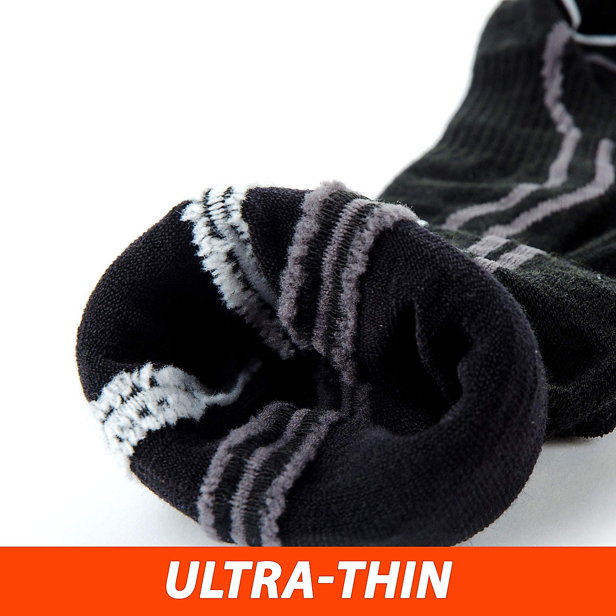 Pure Athlete Ultra-Thin Lightweight Ski Socks - Snowboarding Skiing Sock, Merino Wool (Small, 5 Pairs - Black)