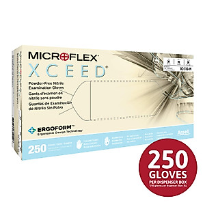 Microflex XCEED-XC310 Disposable Nitrile Gloves, Blue, Size Small, Box of 250