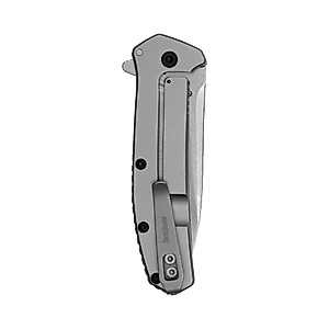 Kershaw Outcome Pocket Knife, 2.8 inch Stainless Steel Blade, Stonewashed Finish, Pocketclip,BLACK