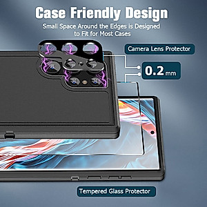 [2+2 Pack] Galaxy S22 Ultra Glass Screen Protector and Camera Lens Protector, 9H Tempered Glass, Fingerprint Unlock, HD Clear, Case Friendly for Samsung Galaxy S22 Ultra Screen Protector (6.8 Inch)