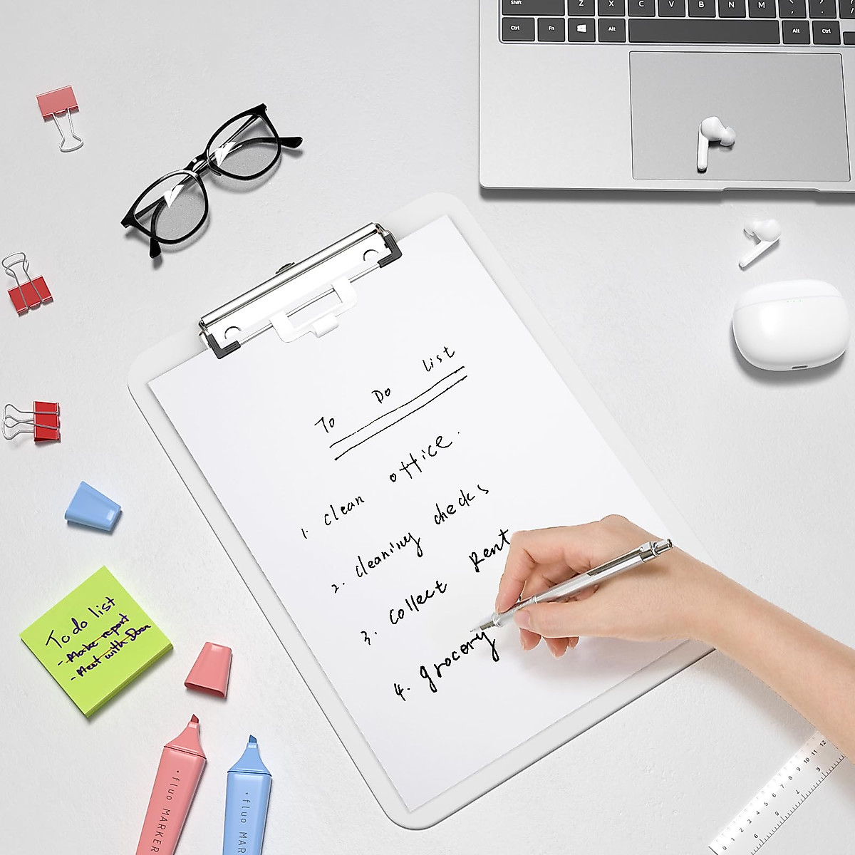 Hongri Plastic Clipboard, White Clipboard Standard A4 Letter Size Clipboards for Nurses, Students, Office and Women, Clipboard with Pen Holder and Low Profile Clip, Size 12.5 x 9 Inch, (White)