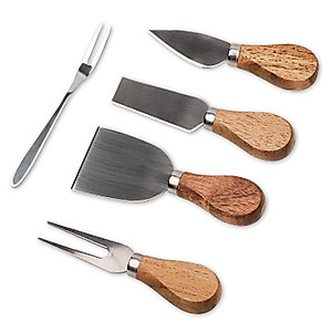 XILAZAB Cheese Knife Set Premium Cheese Knives Set with Wooden Handle,Mini Cheese Board Knife Set,Cheese Slicer,Butter Cutter,Cheese Spreader,Cheese Fork,Charcuterie Accessories