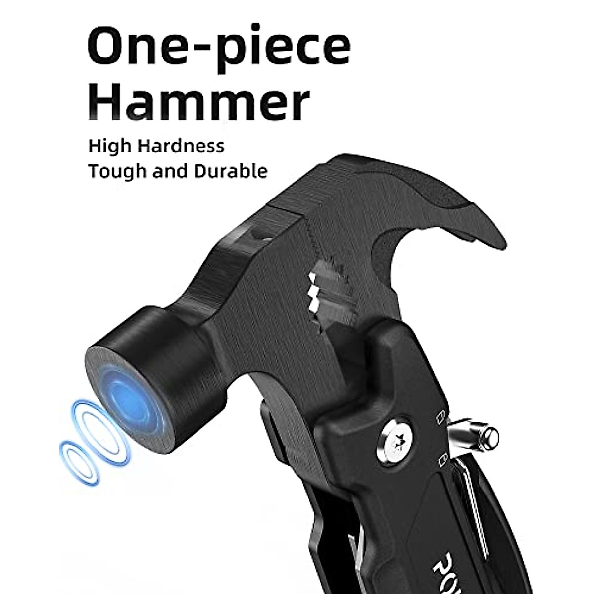 14-in-1 Multitool Hammer, Pohaku Multitool with DIY Stickers, Safety Lock, Screwdriver Bits Set and Durable Nylon Sheath, Multi Tool for Outdoor, Camping, Ideal Gifts for Father, Husband, Boyfriend