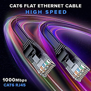 Cat6 Ethernet Cable 1ft, 10-Pack Black - Flat High-Speed Network Cables for Gaming, Streaming, Router, Modem, PC, PS5, Xbox - Durable & Space-Saving Design