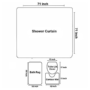 JOINSI 4 Pcs Christmas Snowman Shower Curtain Sets with Rugs, Toilet Lid Cover, Bath Mat, 12 Hooks for Xmas Holiday Decorations (71 Inch x 71 Inch) (Snowman)