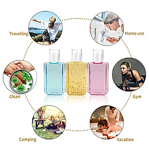 2oz Empty Hand Sanitizer Travel Size Bottles, Refillable Clear Plastic Containers with Flip Cap for Shampoo, Lotion, Cream, Baby Shower, Tolitery (50 Pack)