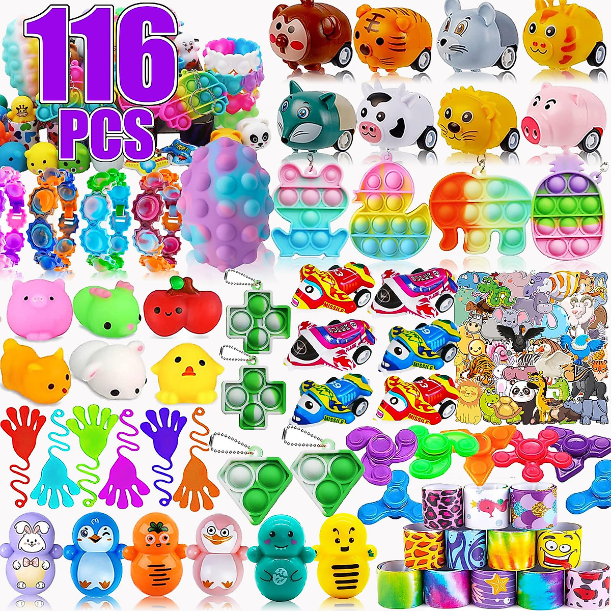 116 Pcs Party Favors for Kids 4-8, Easter Egg Fillers, Pop Fidget Bulk Toys, Pinata Goodie Bag Stuffers, Treasure Box Toys, School Classroom Rewards, Treasure Chest Prizes, Goody Bag Filler