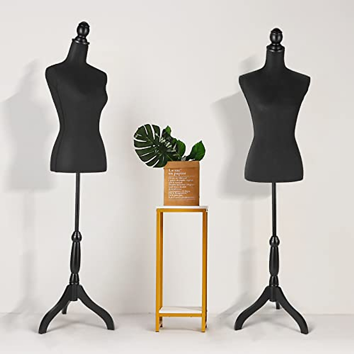 Mannequins Body Female Sewing Mannequin, 52-64 Inch Adjustable Mannequin Dress Forms for Sewing,Mannequin Torso Jewelry Display Wood Tripod Stand Clothing Forms,Black