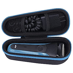 Khanka Hard Travel Case Replacement for Braun Series 3/5 5018s 3010 340S-4 3050 390CC-4 380S-4 3040 Electric Foil Shaver Men's Razor, Case Only (Black&Blue)