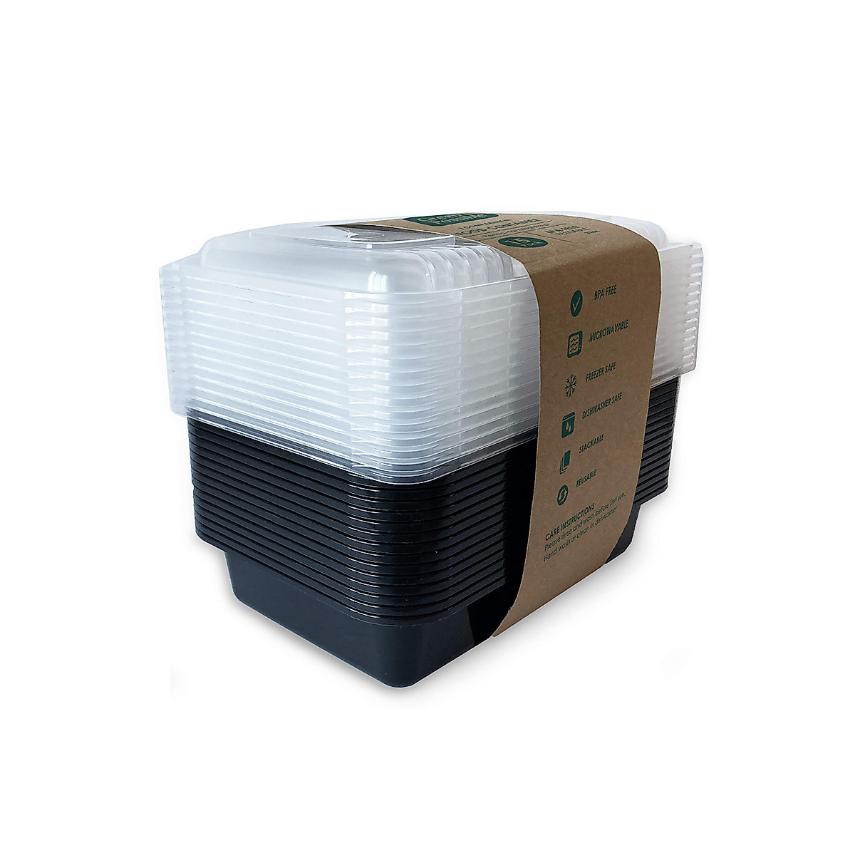 Meal Prep Containers pack | 2 compartment | 32oz | 15 sets per pack.