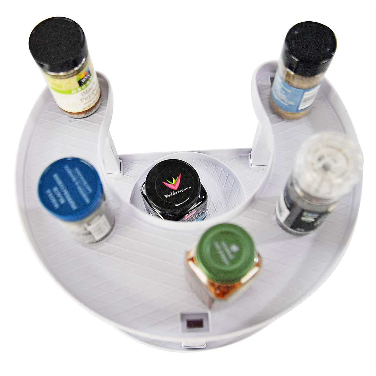 HOME-X Rotating Spice Rack, Lazy Susan Cabinet Organizer, Pantry Rack, Medicine Cabinet Organizer, Rotating Storage, 13" L x 10 ¾" W x 10 ¼” H, White