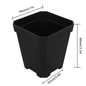 Ziqi 60pcs Plastic Square Nursery Pot (Black) Thick Plastic Square Flower Planting Pots with Drainage Hole for Seed Germination, Seed Starting Pots, Modern Decorative Flower Pot