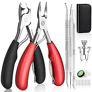 8 PCS Toenail Clippers Kit for Thick or Ingrown Nails, Professional Heavy Duty Ingrown and Thick Toenail Clippers, Sharp Stainless Steel Nail Cutter Set Toenail Pedicure Treatment Tool for Elderly