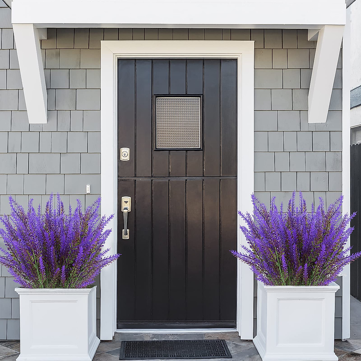 ZEOSTARO Artificial Lavender Flowers 12 Bundles Outdoor UV Resistant Fake Flowers No Fade Faux Plastic Plants Garden Porch Window Box Decorating (Purple)