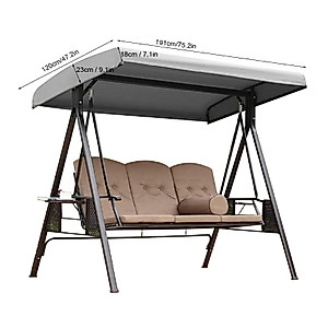 BORDSTRACT Replacement Canopy, Swing Chair Canopy Replacement Swing Canopy Cover Waterproof Garden Swing Chair Canopy Cover for Outdoor Patio Garden Poolside Balcony(Grey)