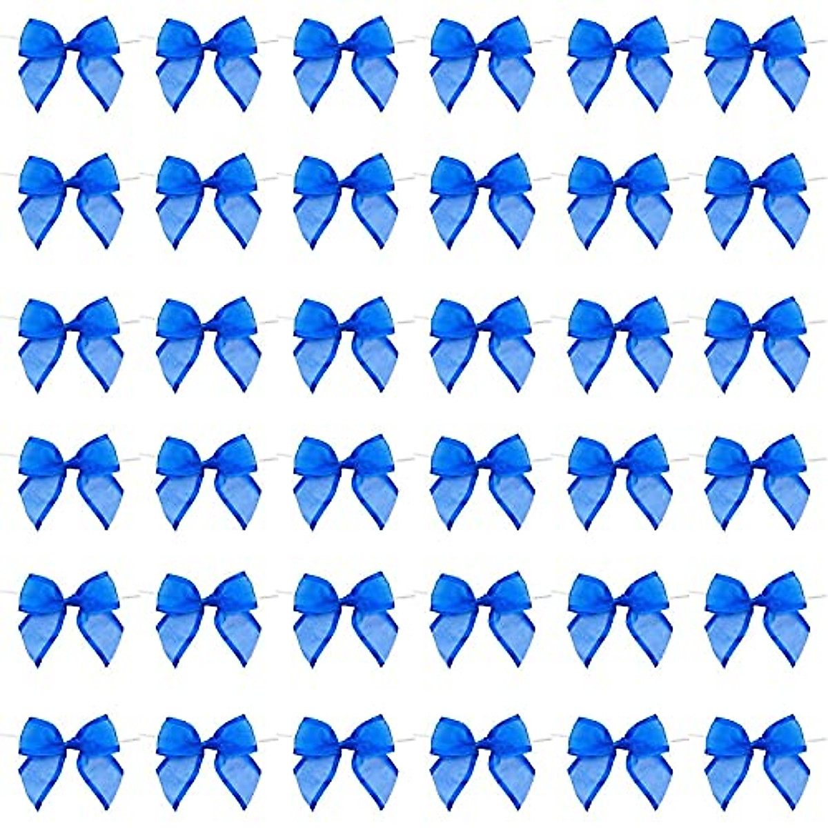 Blue Organza Bow Twist Ties for Favors and Treat Bags (1.5 Inches, 36 Pack)