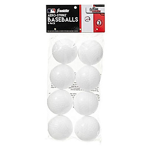 Franklin Sports Plastic Baseballs - Practice Plastic Baseballs for Kids - Solid Plastic Balls for Hitting - Pack of 8 (70mm), White (14938P6)