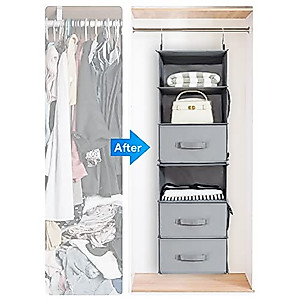 JARLINK 6-Shelf Hanging Closet Organizer, 2 Separable 3-Shelf Hanging Shelves with 3 Drawers, Clothes Organizer and Storage for Bedroom, Wardrobe, Nursery, RV, College Dorm, 12.2'' x 13.6'' x 47.2''