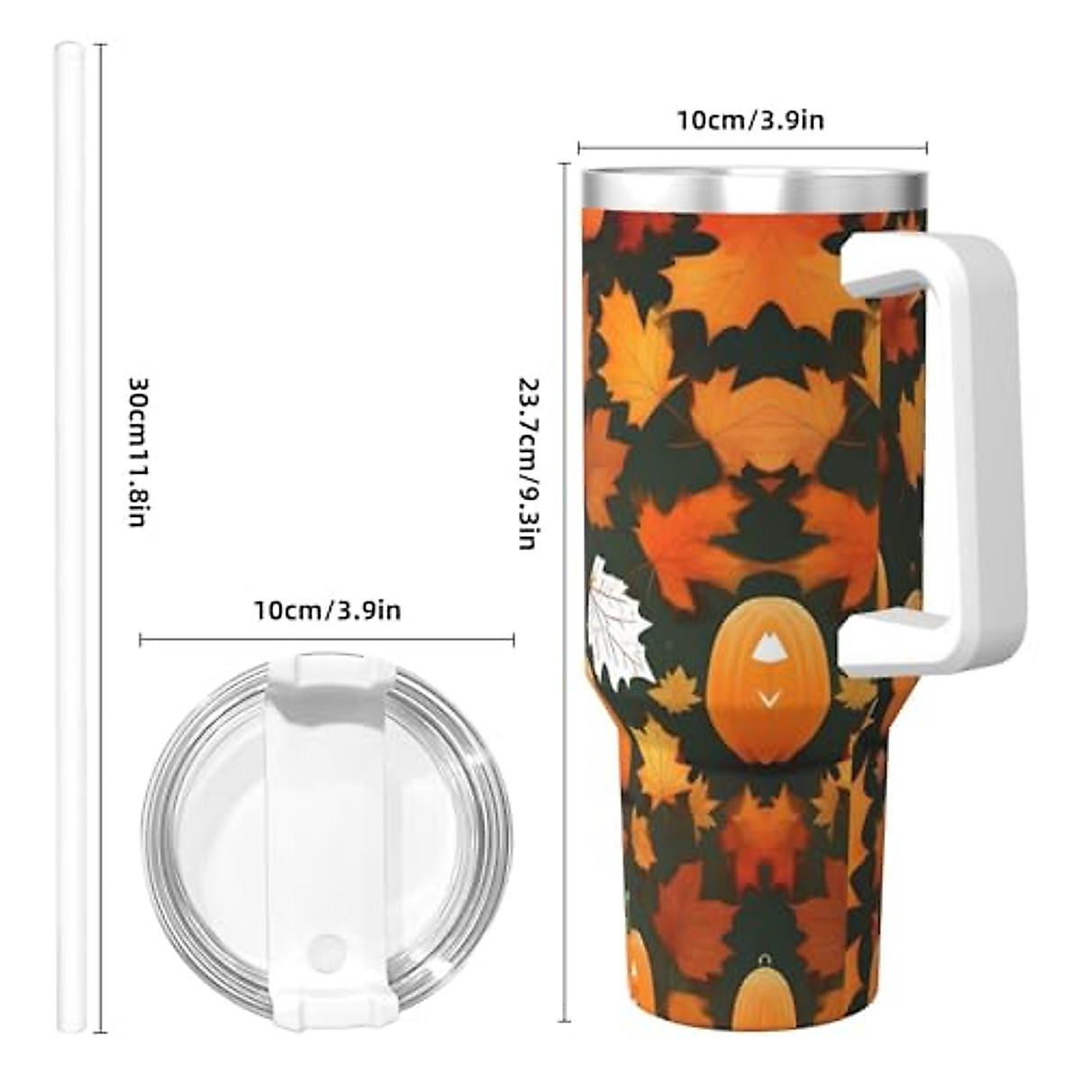 HULIBIN Happy Thanksgiving Day Pumpkin Print Double Deck Stainless Steel Travel Coffee Cup With Lid 40 Oz Ice Bully Cup