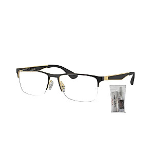 Ray-Ban RX6335 2890 54MM Black on Arista Rectangular Eyeglasses for Men for Women + BUNDLE With Designer iWear Eyewear Kit
